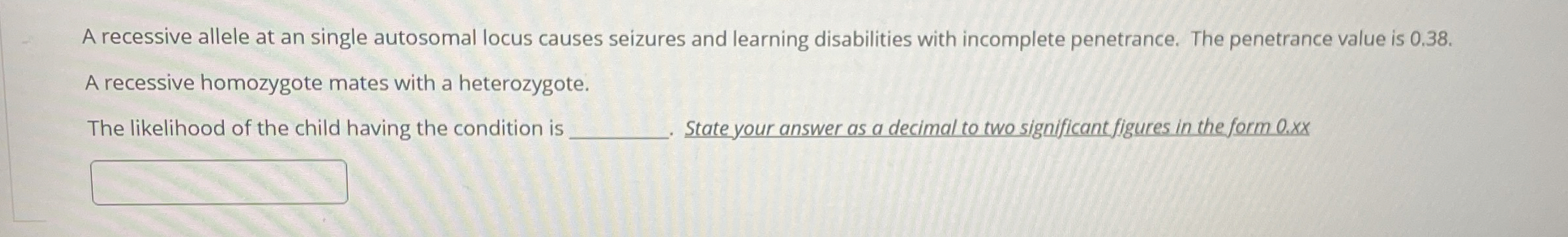 Solved A recessive allele at an single autosomal locus | Chegg.com