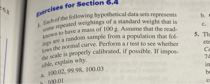 Solved * 6.8 b. c. Exercises for Section 6.4 1. Each of the | Chegg.com