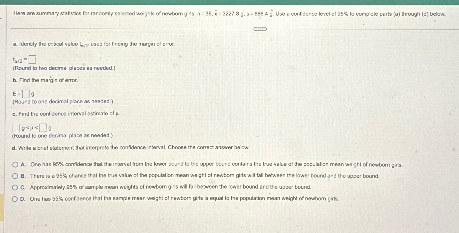 Solved Here are summary statistics for randomly selected | Chegg.com