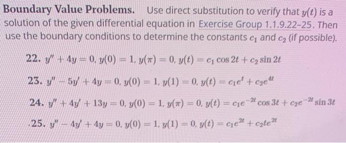 Solved Boundary Value Problems. Use direct substitution to | Chegg.com