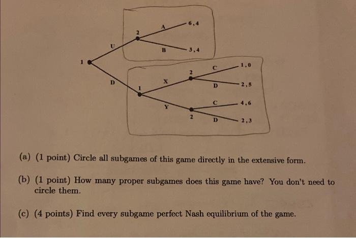Solved (a) (1 point) Circle all subgames of this game | Chegg.com