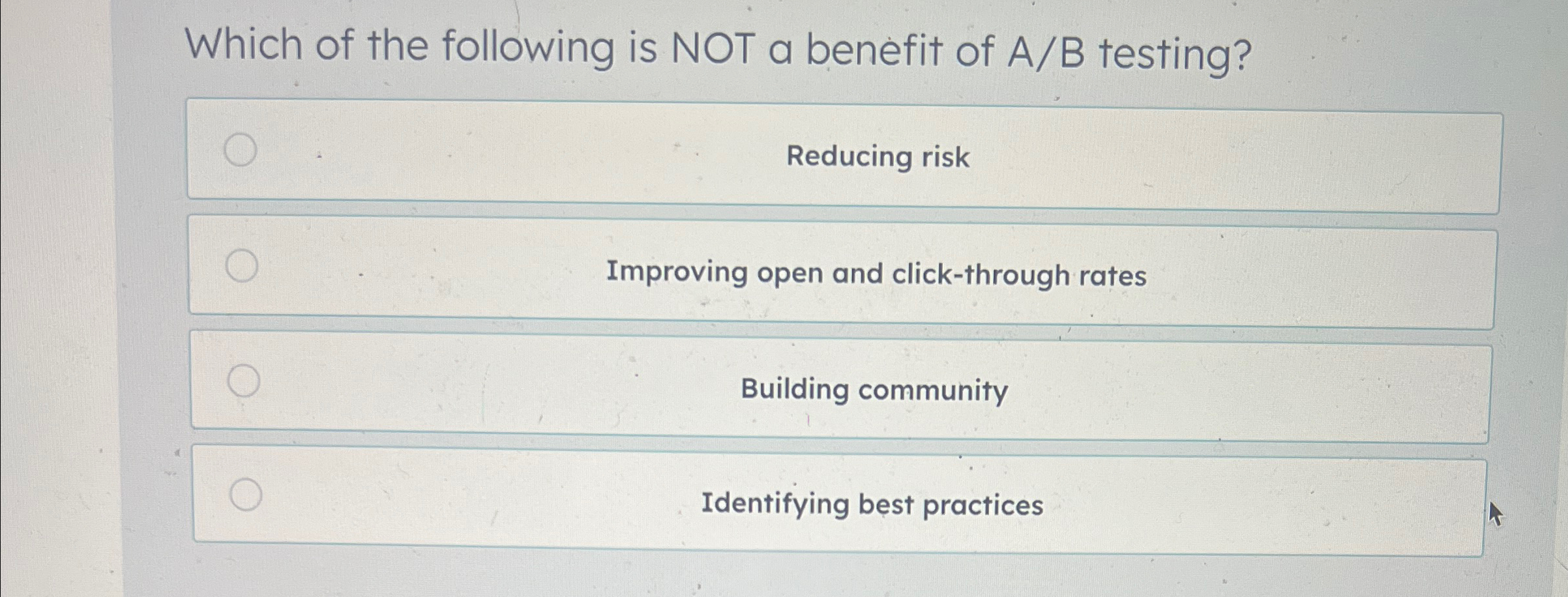 Solved Which of the following is NOT a benefit of AB | Chegg.com