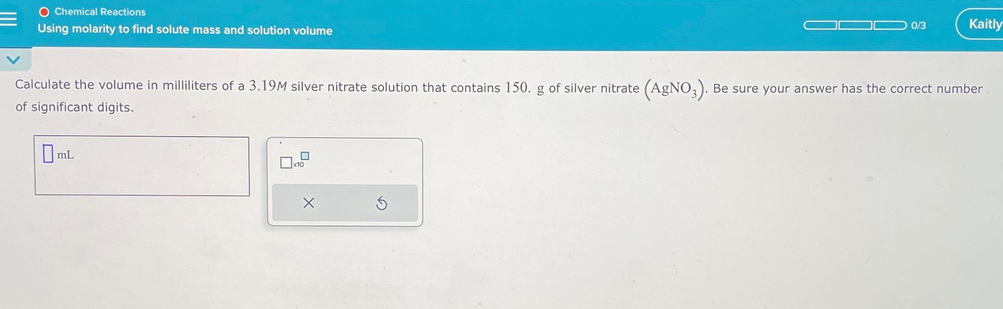 Solved Chemical ReactionsUsing molarity to find solute mass | Chegg.com
