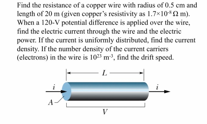 Solved Find the resistance of a copper wire with radius of | Chegg.com