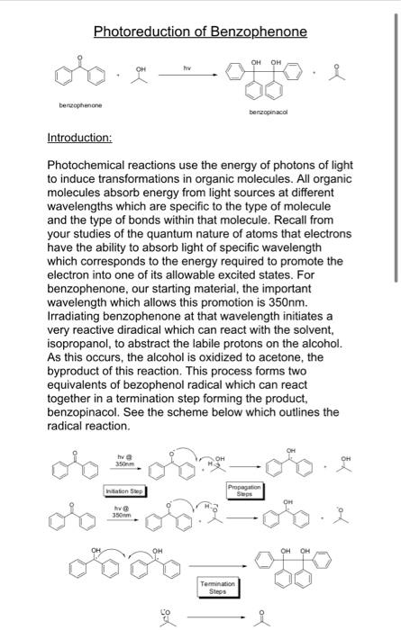 Solved Photoreduction of Benzophenone OH OH berophenone | Chegg.com