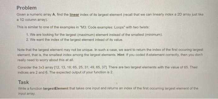 Solved Problem Given a numeric array A, find the linear | Chegg.com