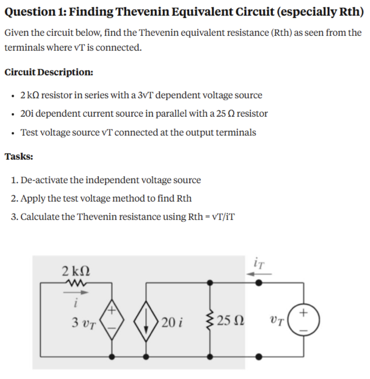 Solved Question 1: Finding Thevenin Equivalent Circuit | Chegg.com