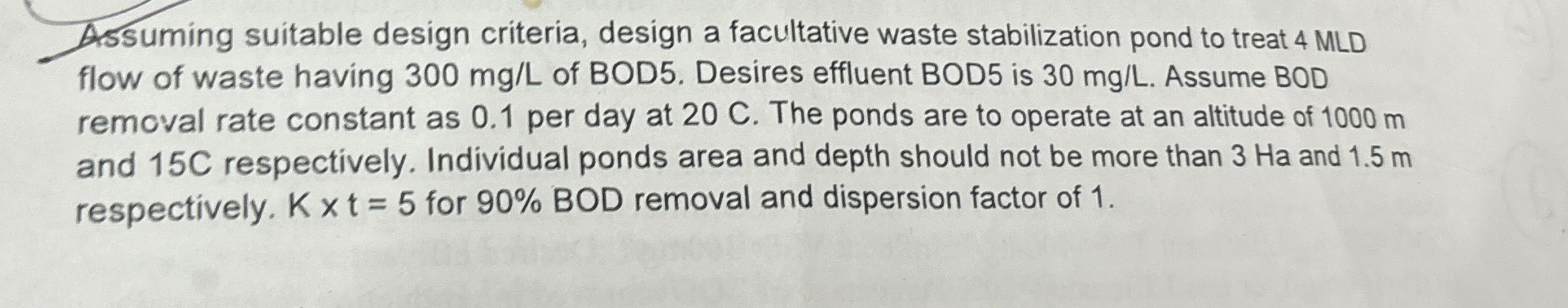 A5suming suitable design criteria, design a | Chegg.com