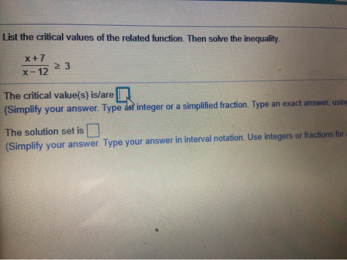 Solved List the critical values of the related function. | Chegg.com
