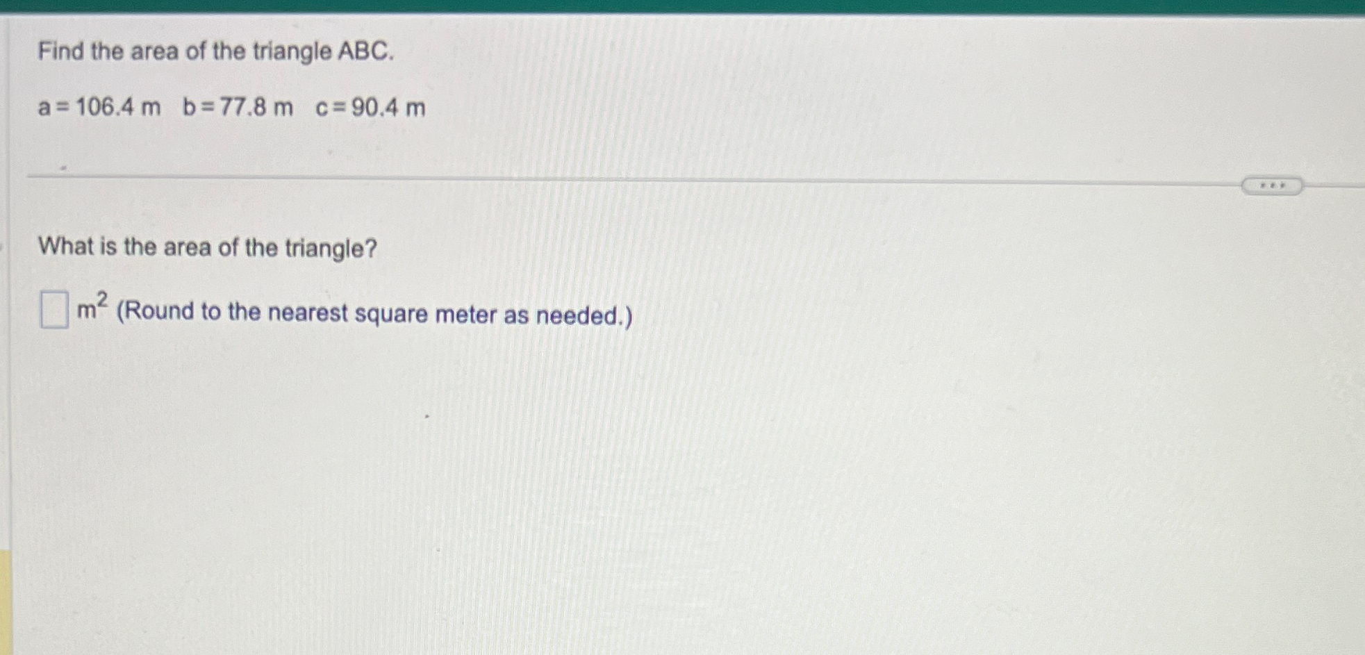 Solved Find the area of the triangle | Chegg.com