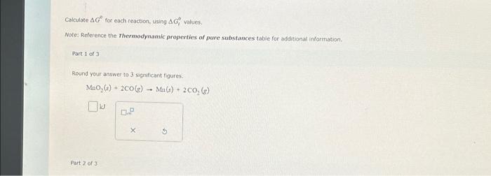 Solved Calculate ΔG∘ for each reaction, using ΔG, values. ∘ | Chegg.com