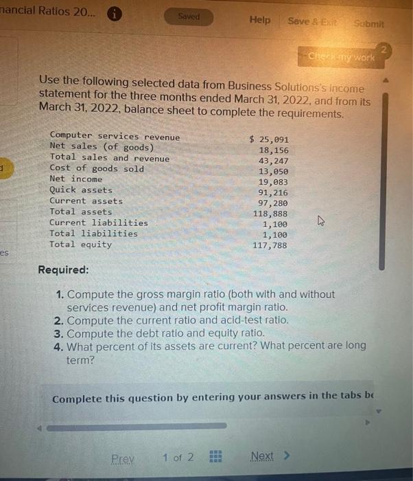 Solved Use the following selected data from Business | Chegg.com