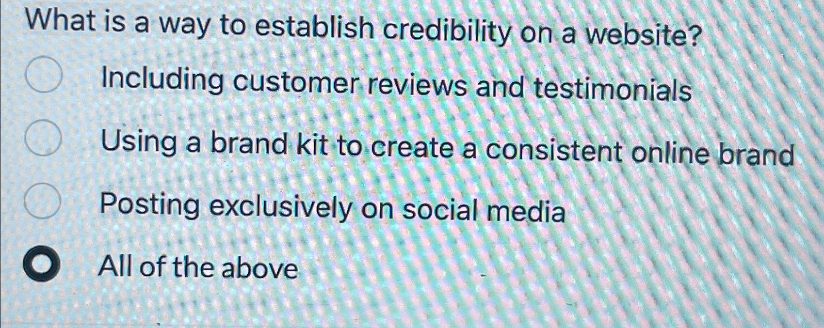 Solved What is a way to establish credibility on a | Chegg.com