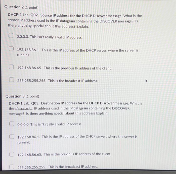 Solved Dhcp 1 Lab Q02 Source Ip Address For The Dhcp 