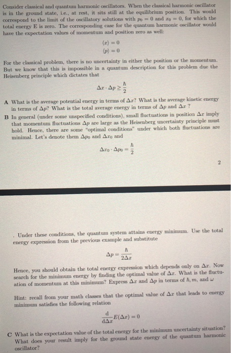 Consider classical and quantum harmonic oscillators. | Chegg.com Consider classical and quantum harmonic oscillators. | Chegg.com