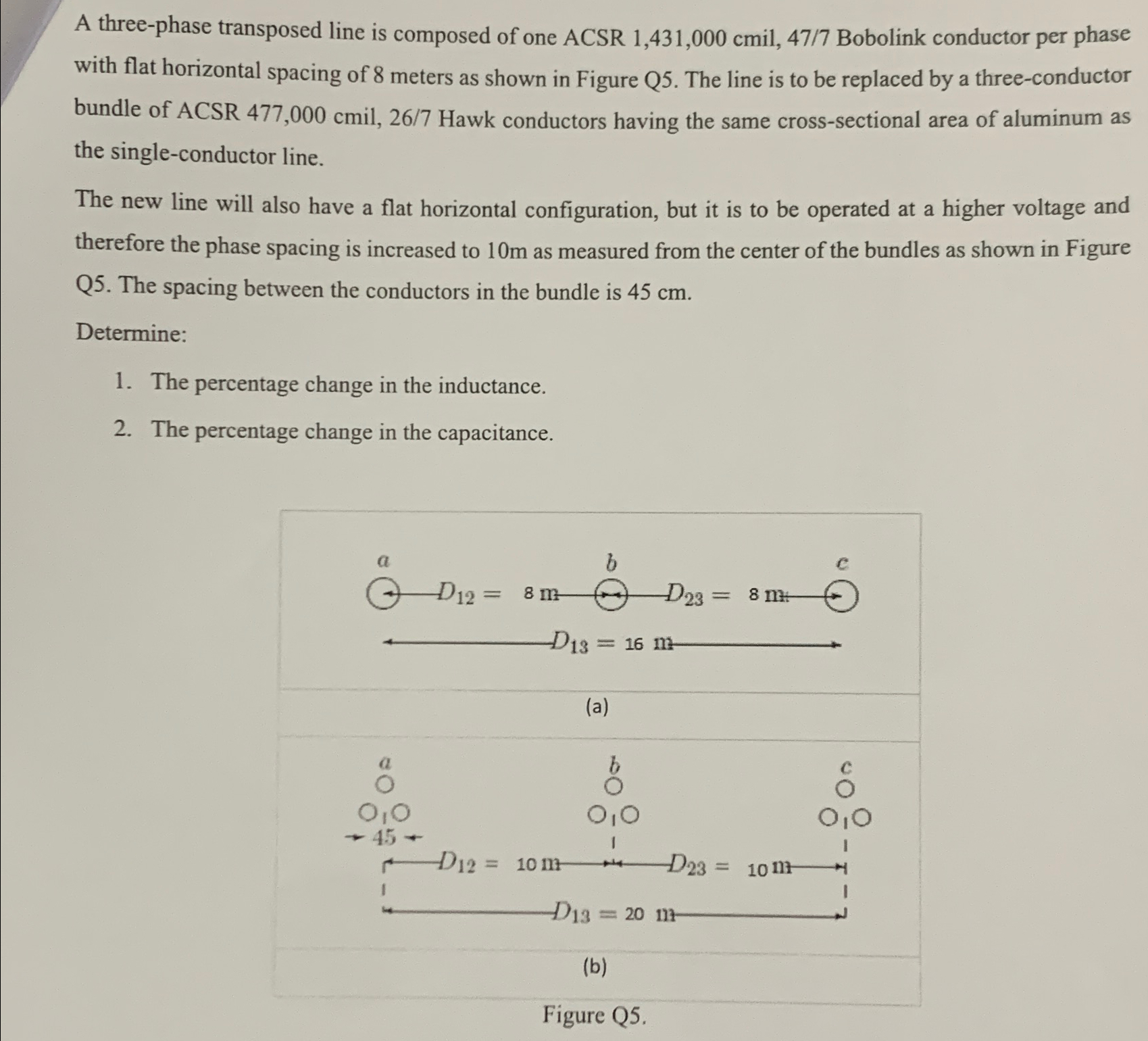 Solved A three-phase transposed line is composed of one ACSR | Chegg.com