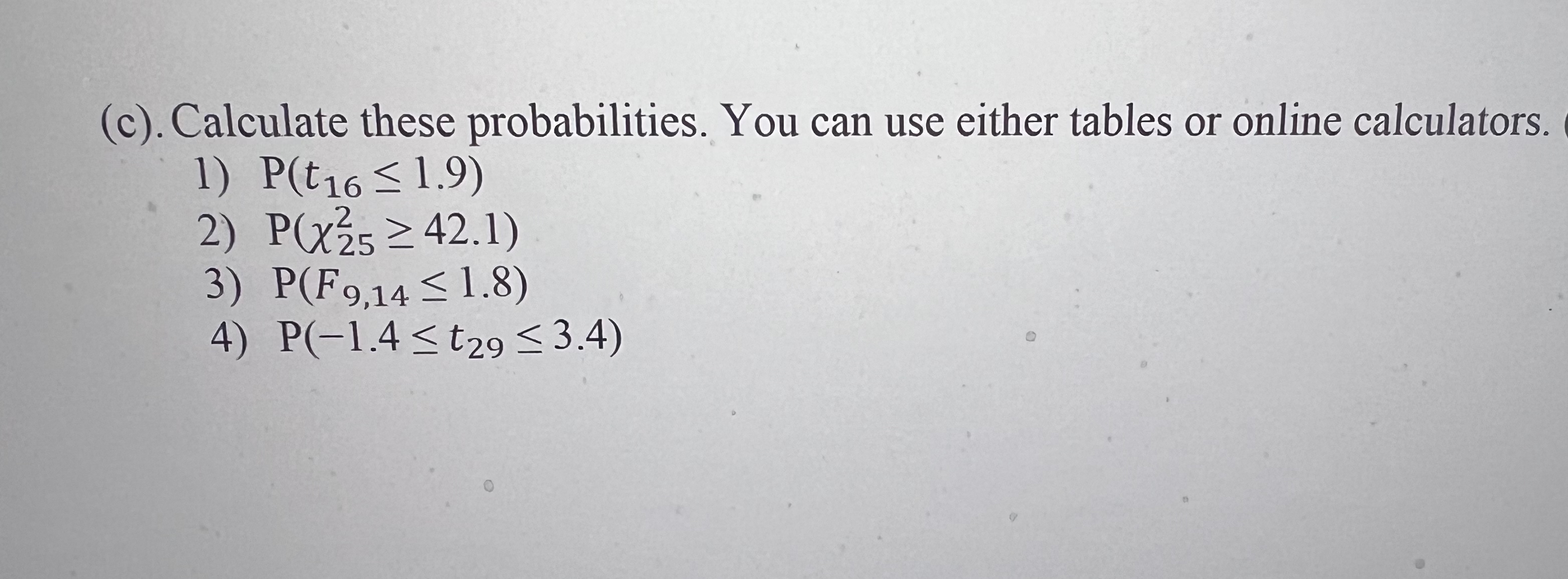 Solved Calculate these probabilities. You can use either | Chegg.com