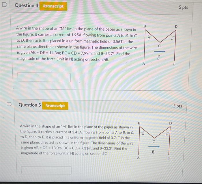 Solved A wire in the shape of an " M " lies in the plane of | Chegg.com