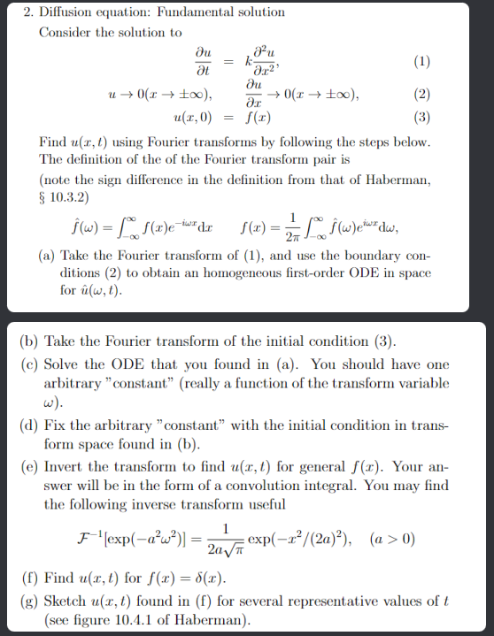 Solved Diffusion equation: Fundamental solutionConsider the | Chegg.com