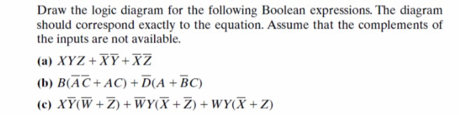 Solved Draw the logic diagram for the following Boolean | Chegg.com