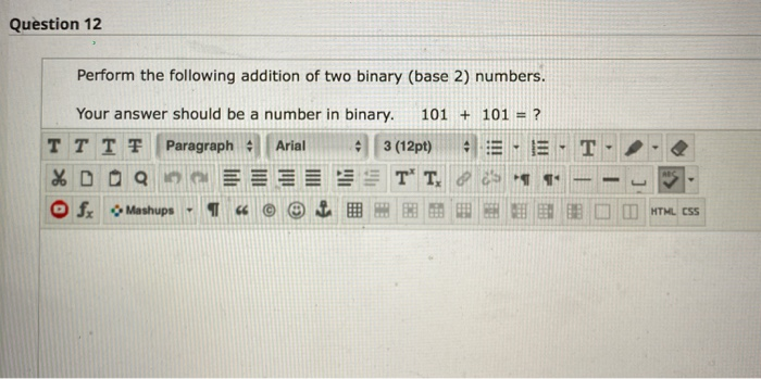Solved Question 12 Perform the following addition of two | Chegg.com