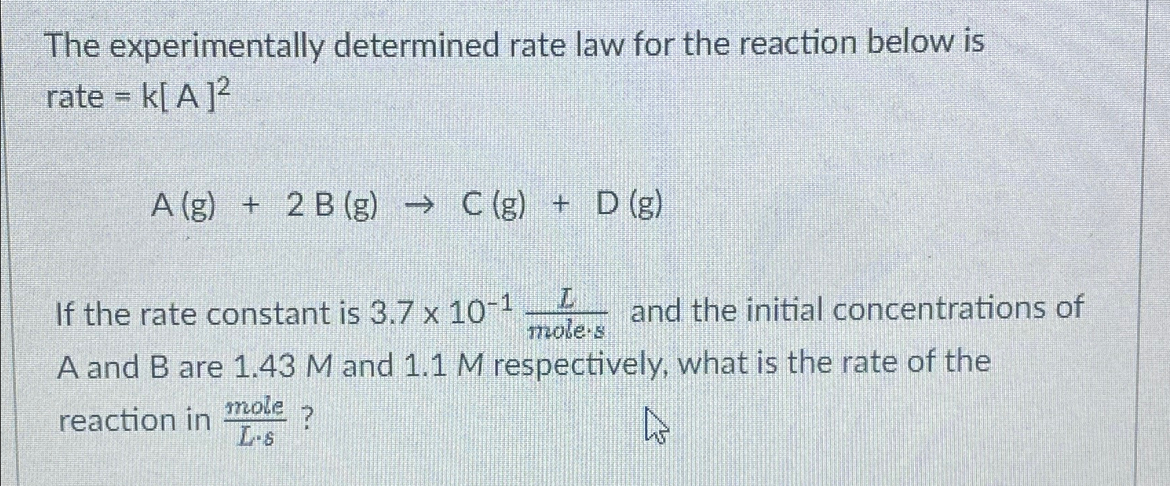 Solved The experimentally determined rate law for the | Chegg.com