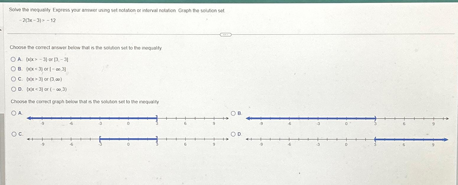 Solved Solve the inequality Express your answer using set | Chegg.com