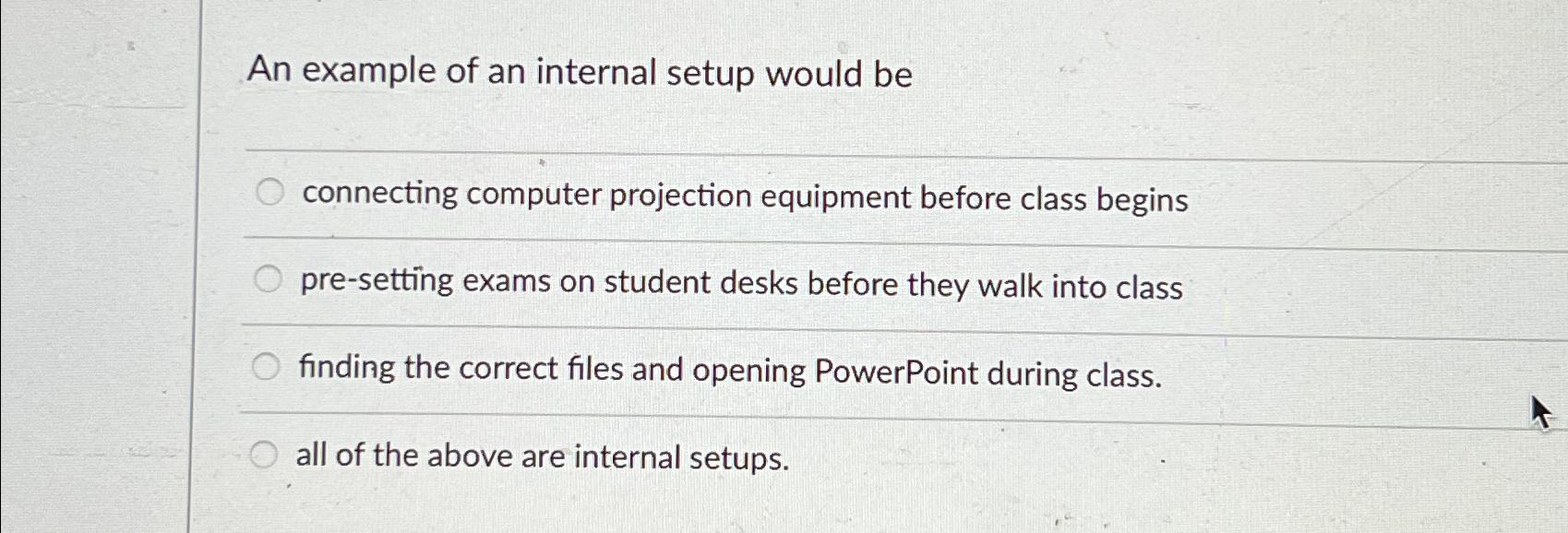 Solved An example of an internal setup would beconnecting | Chegg.com