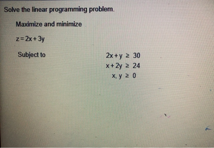 Solved Solve the linear programming problem. Maximize and | Chegg.com