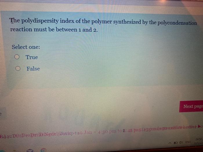 Solved The polydispersity index of the polymer synthesized | Chegg.com