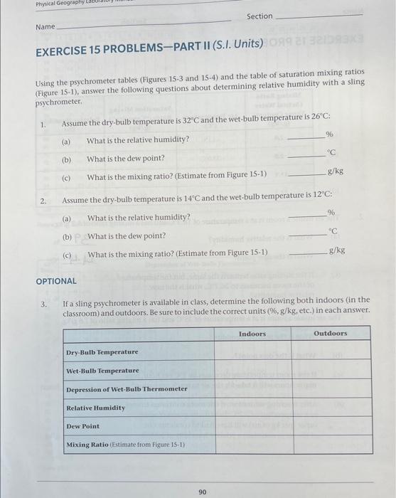 Solved EXERCISE 15 PROBLEMS-PART I (S.I. Units) 1. Complete | Chegg.com