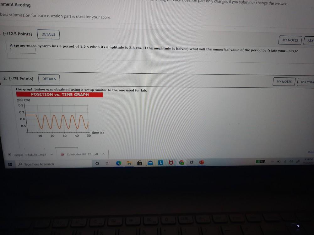 Solved inment Scoring Destion part only changes if you | Chegg.com