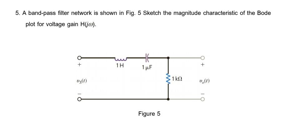 Solved 5. A band-pass filter network is shown in Fig. 5 | Chegg.com