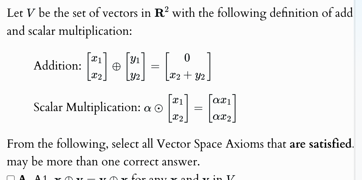 Let V ﻿be the set of vectors in R2 ﻿with the | Chegg.com