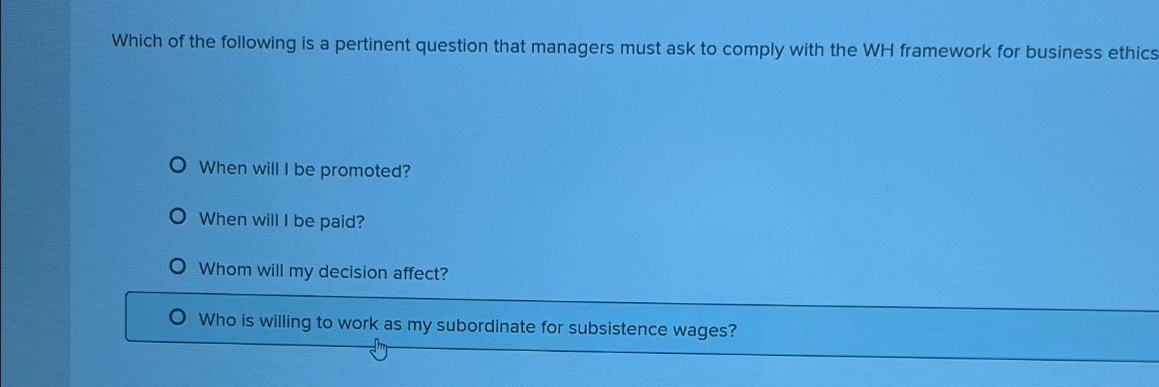 Solved Which of the following is a pertinent question that | Chegg.com