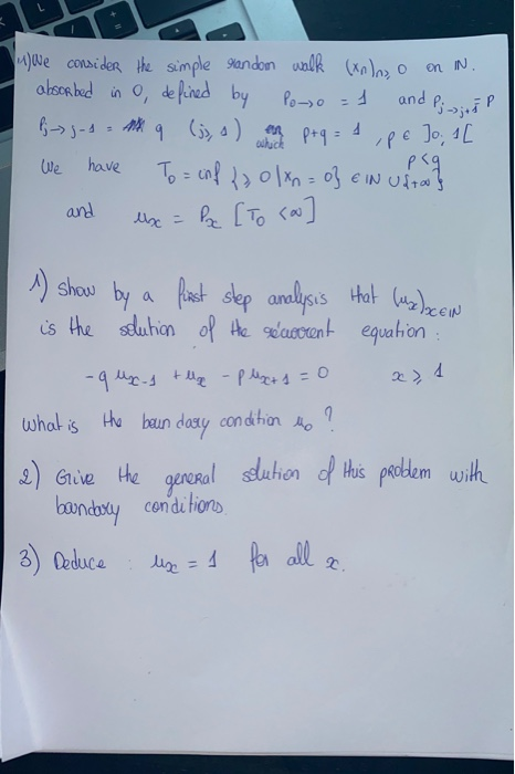 4) we consider the simple random walk (XnIn, o on | Chegg.com