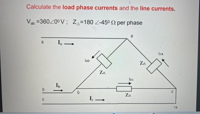 Solved Calculate the load phase currents and the line | Chegg.com