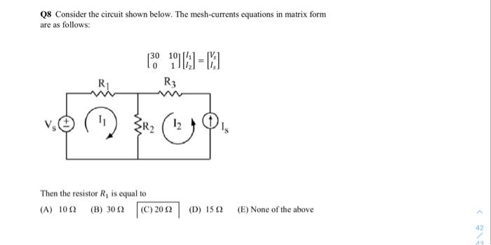 Solved Q8 Consider the circuit shown below. The | Chegg.com