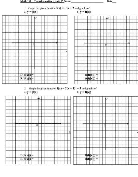 Solved 1. Graph the given function f(x)=−3x+2 and graphs of | Chegg.com