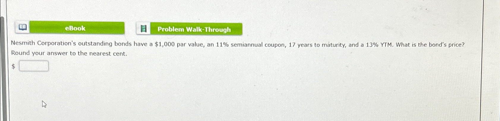 Solved eBookProblem Walk-ThroughNesmith Corporation's | Chegg.com