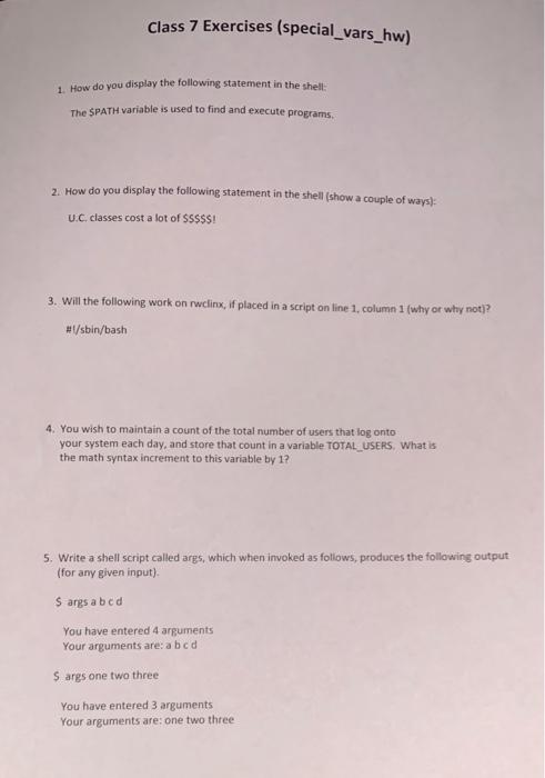 Solved Class 7 Exercises (special_vars_hw) 1. How do you | Chegg.com