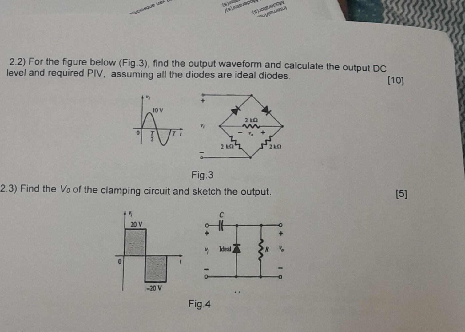 Solved 2.2) For the figure below (Fig.3), find the output | Chegg.com