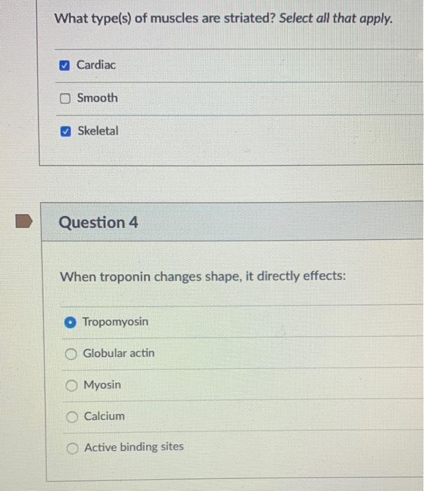 Solved What type(s) of muscles are striated? Select all that | Chegg.com