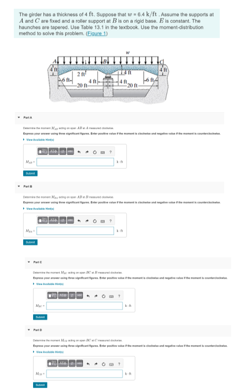 The girder has a thickness of 4ft. ﻿Suppose that | Chegg.com