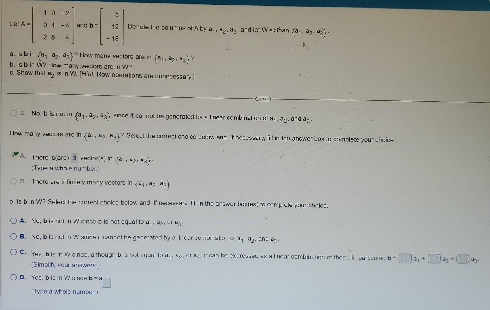 Solved Let A=⎣⎡10−2048−2−44⎦⎤ and b=⎣⎡512−18⎦⎤. Denote the | Chegg.com