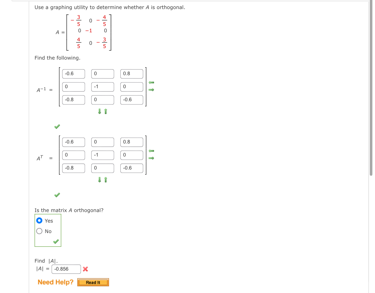 Solved Use a graphing utility to determine whether A ﻿is | Chegg.com