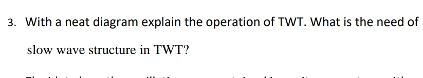 Solved With a neat diagram explain the operation of TWT. | Chegg.com
