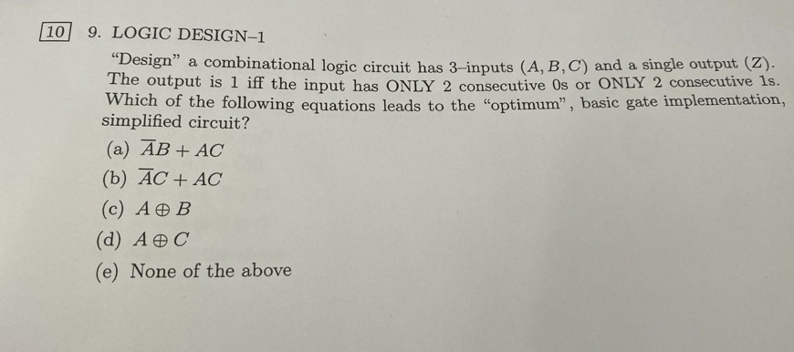 109. ﻿LOGIC DESIGN-1"Design" a combinational logic | Chegg.com