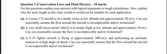 Solved Question 3 (Conservation Laws and Fluid Physics) - 10 | Chegg.com