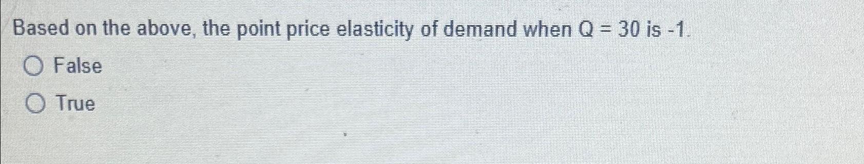 Solved Based on the above, the point price elasticity of | Chegg.com